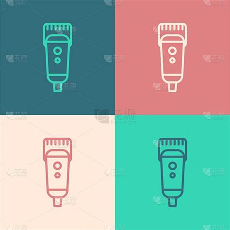 流行艺术线电动理发器或剃须刀图标孤立的颜色背景。理发店的标志。矢量图图片 其他图片图片素材 花瓣网