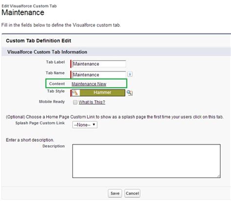 Editing The Page Link For The Visualforce Tab Salesforce Tips And Tricks