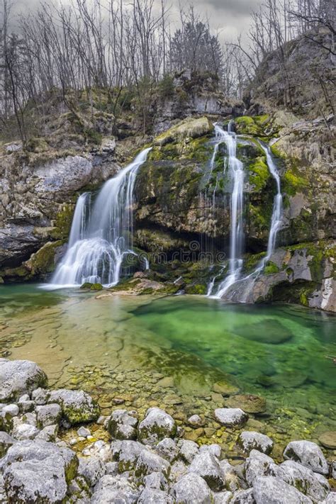 Waterfall Virje Slap Virje Triglavski National Park Slovenia Stock