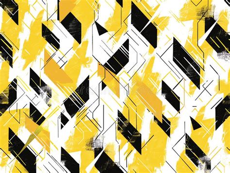 Abstract Geometric Background With Yellow Black And White Shapes Futuristic Modern And Tech