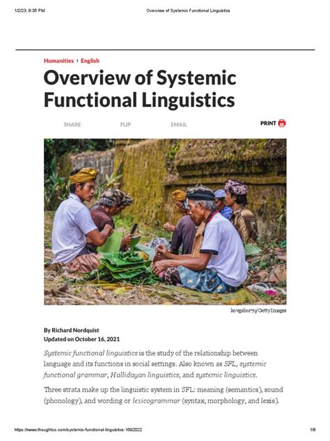 Overview Of Systemic Functional Linguistics Pdf Linguistics