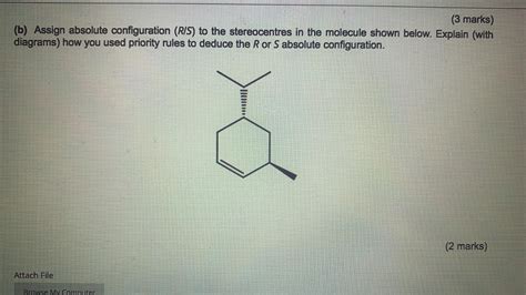 solved 3 marks b assign absolute configuration ris to