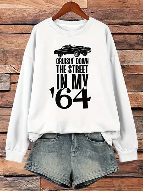 Letter Print Sweatshirt Plus Size Casual Long Sleeve Crew Temu Canada