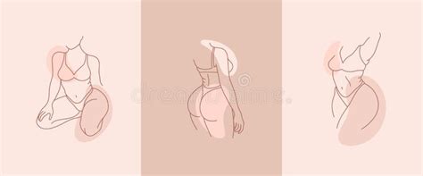 Beautiful Curvy Woman Body Line Art Illustration Minimalist Linear Female Figure Abstract Nude