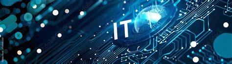 Technology Symbols On Digital Background With The Word IT In White