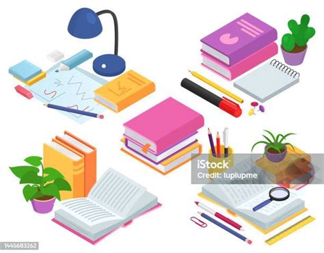 Konsep Pendidikan Isometrik Ilustrasi Vektor Desain Simbol 3d Ikon Buku