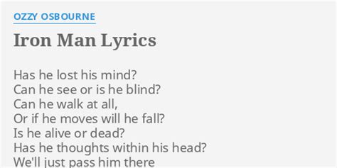 Iron Man Lyrics By Ozzy Osbourne Has He Lost His