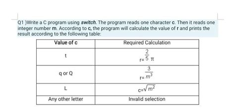 Solved Q1 Write A C Program Using Switch The Program