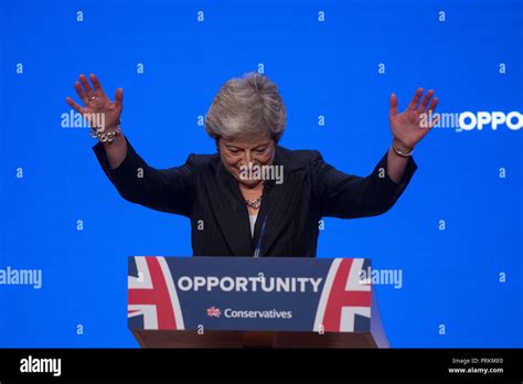 Prime Minister Theresa May Delivers Her Keynote Speech At The