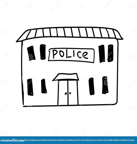 Police Department Building Linear Icon Thin Line Illustration Contour