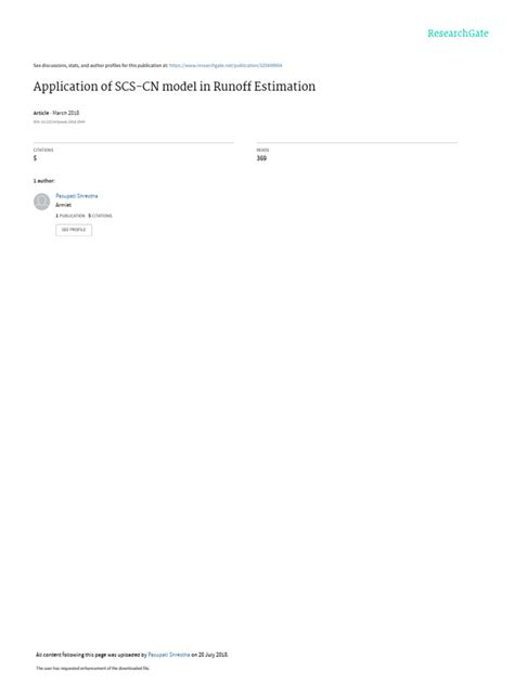 application of scs cn model in runoff estimation pdf surface runoff