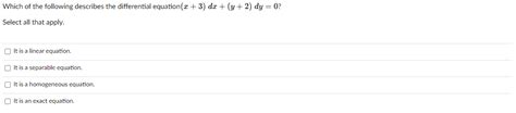 Solved Which Of The Following Describes The Differential Chegg