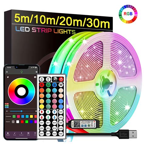 Rgb Led Strip Lights 5m 10m 20m 30m With App Control Uk