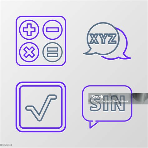 선 수학 함수 사인 제곱근 Xyz 좌표계 및 계산기 아이콘을 설정합니다 벡터 0명에 대한 스톡 벡터 아트 및 기타 이미지 0