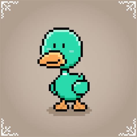 Premium Vector | Green duck in 8 bit pixel art Animal for game assets ...
