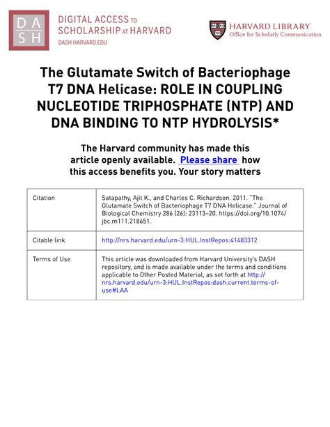 The Glutamate Switch Of Bacteriophage T7 Dna Helicase Role In Coupling Nucleotide Triphosphate