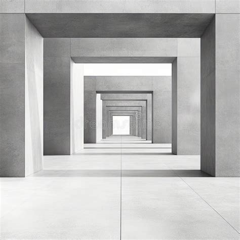 Modern Minimalist Architectural Corridor With Repeating Geometric Patterns Stock Illustration