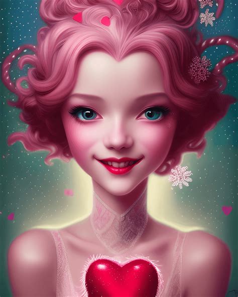 Whimsical Cute Valentine Kawaii Happy Heart Smile Portrait · Creative