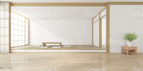 나무 바닥에 좌석과 작은 테이블이있는 거실의 3d 렌더링 한국의 전통적인 인테리어 디자인 0명에 대한 스톡 사진 및 기타 이미지 Istock