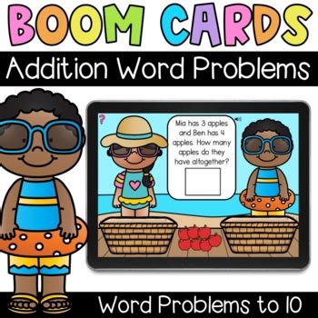 Addition Word Problems To 10 Digital Task Cards Boom Cards TPT