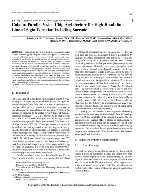Pdf Column Parallel Vision Chip Architecture For High Resolution Line Of Sight Detection