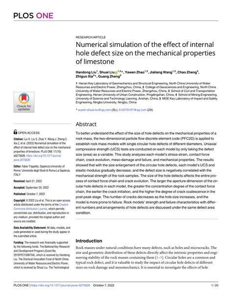 pdf numerical simulation of the effect of internal hole defect size