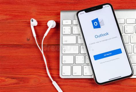 Microsoft Outlook Office Application Icon On Apple IPhone X Screen Close Up Microsoft Outlook