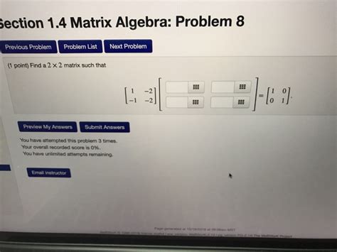 Solved Section 1 4 Matrix Algebra Problem 8 Previous