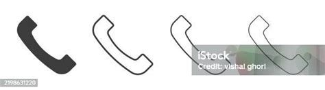 전화 아이콘이 설정되었습니다 라이너 윤곽선과 플랫 블랙 컬러 고객 서비스 담당자에 대한 스톡 벡터 아트 및 기타 이미지 고객 서비스 담당자 날씬한 단순함 Istock
