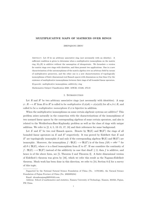 Pdf Multiplicative Maps Of Matrices Over Rings