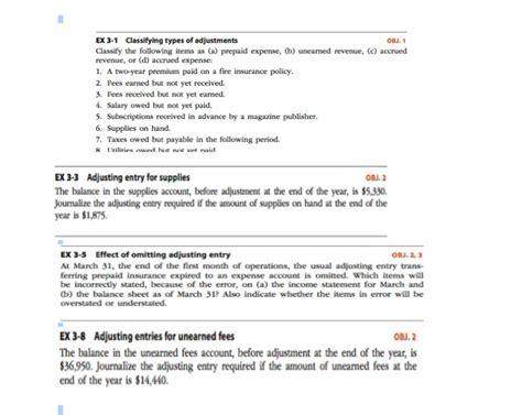 Solved Ex 3 1 Classifying Types Of Adjustments Classify The