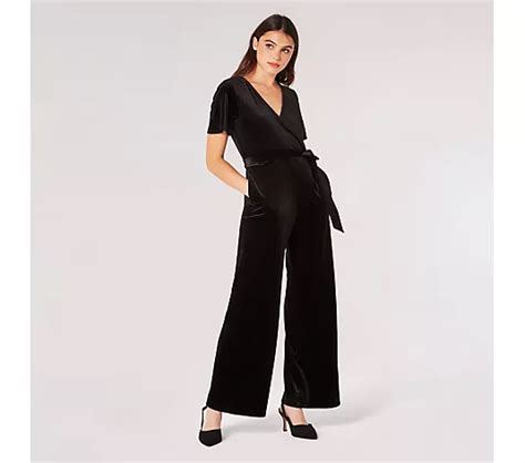 Apricot Angel Velvet Wrap Jumpsuit Qvc Uk