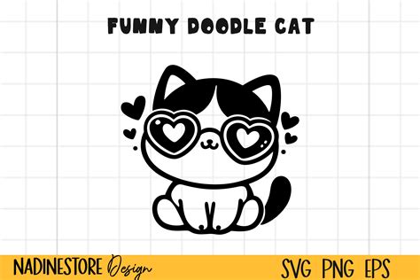 Funny Doodle Cat Face Svg Png Eps Graphic By Nadinestore · Creative