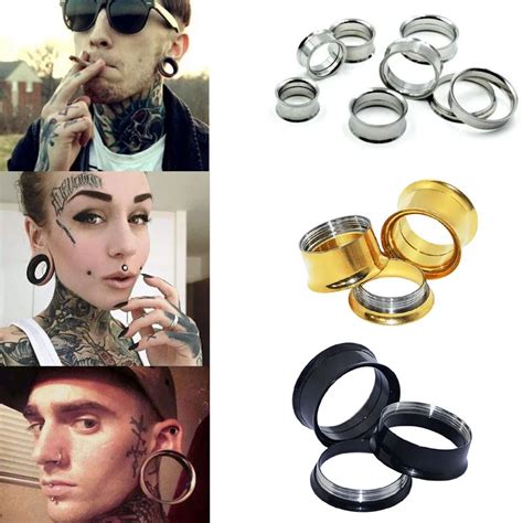 스테인레스 스틸 귀 터널 귀 리머 더블 플레어 스크류 귀 확장기 게이지 바디 피어싱 대형 확장기 4 30mm 1 쌍ear Dilatationdouble