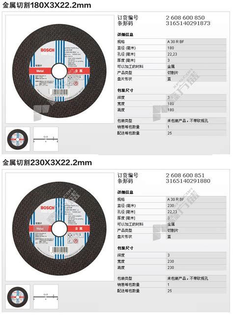 博世 Bosch 切割片 1253222mm 2608600849s 单位片 融创集采商城