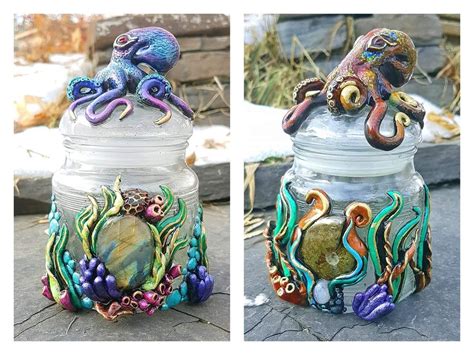 Sonya Wiens Artist Polymer Clay Octopus Jar Sculpture Polymer Clay