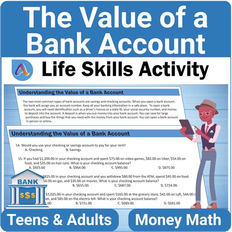 The Value Of A Bank Account A Practical Sel Life Skills Activity Classful