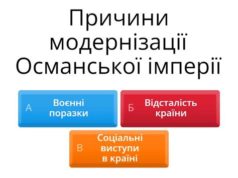Спроби модернізації Османської імперії Quiz