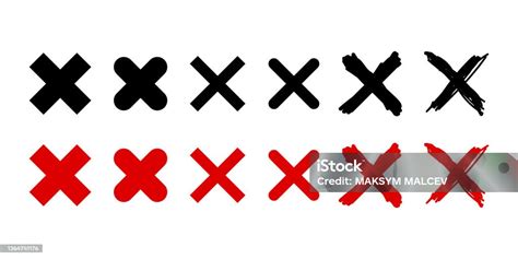 블랙 과 레드 크로스 X 아이콘의 집합입니다 삭제 투표 기호 잘못된 기호가 없습니다 흰색 배경에서 격리된 벡터 그림입니다 Eps