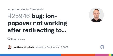 Bug Ion Popover Not Working After Redirecting To Another Page · Issue