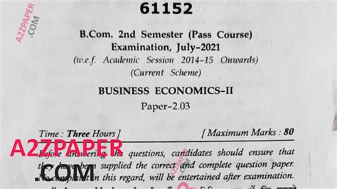 Mdu Bcom Pass 2nd Sem Economics Question Paper 2021 Youtube