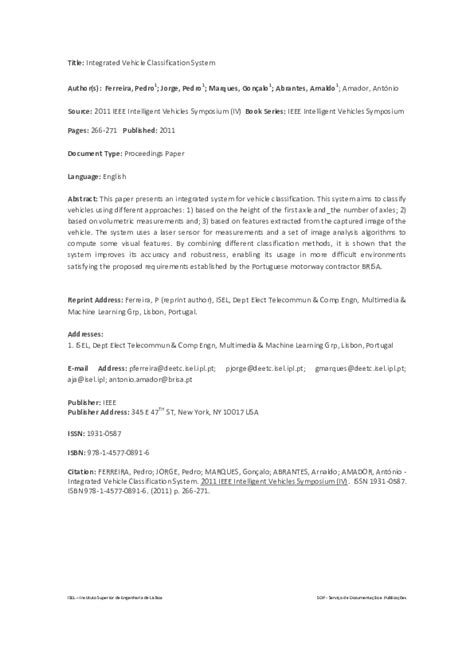 Pdf Integrated Vehicle Classification System Pedro Jorge