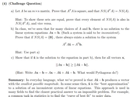 Solved 4 Challenge Question A Let A Be An Mxn Matrix
