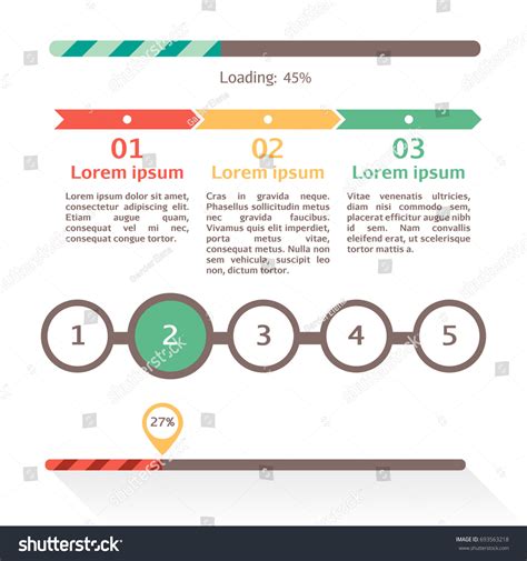 Progress Bar Set Process Download Step Stock Illustration