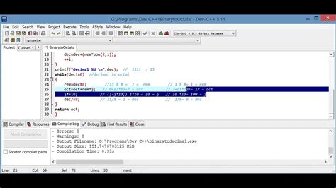 Write A C Program For The Conversion Of Binary To Octal Youtube
