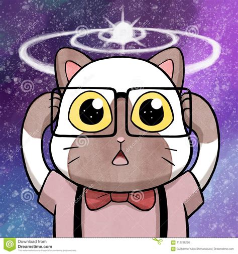 Nerd Cat Having A Big Revelation With Cosmic Explosion In Background