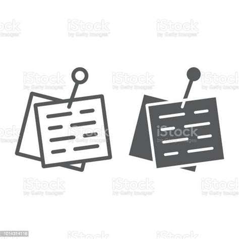 固定的紙線和字形圖示 辦公室和工作 粘滯便箋符號 向量圖形 一個線性模式在白色背景 Eps 10向量圖形及更多便利貼圖片 Istock