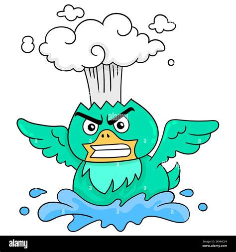 A Doodle Drawing Of The Green Bird Having An Angry Face And Hot Head