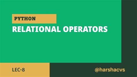Relational Operators In Python Python Iit Youtube