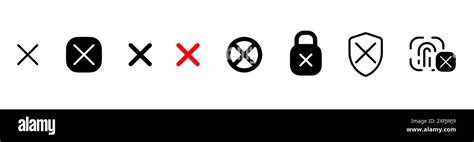 Set Of Multiple Cross Line Shapes Wrong Symbol Thin Line Design Vector Illustration Stock